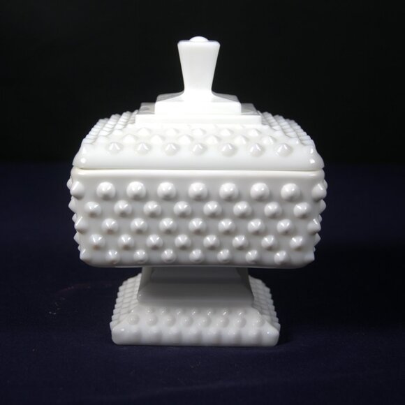 Fenton | Accents | Fenton Art Milk Glass Hobnail 378 Footed Wedding Box ...